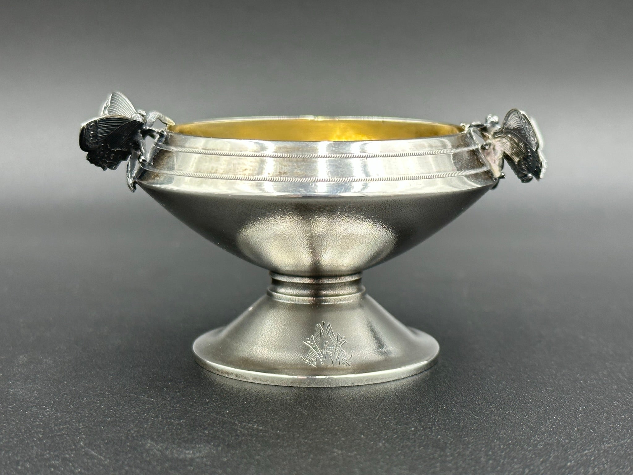 Gorham Sterling Silver Open Salt Cellar with Applied Butterflies ...
